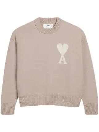 AMI Paris Ami De Coeur Wollpullover | Nude | FARFETCH DE
