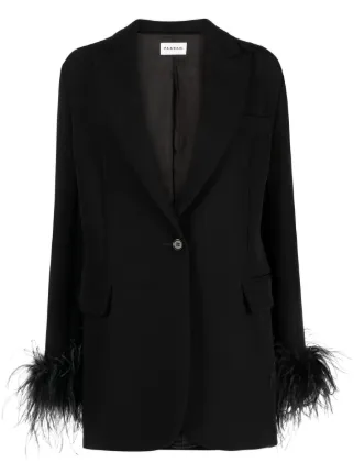 P.A.R.O.S.H. Pico feather-trimmed Blazer | Black | FARFETCH UK
