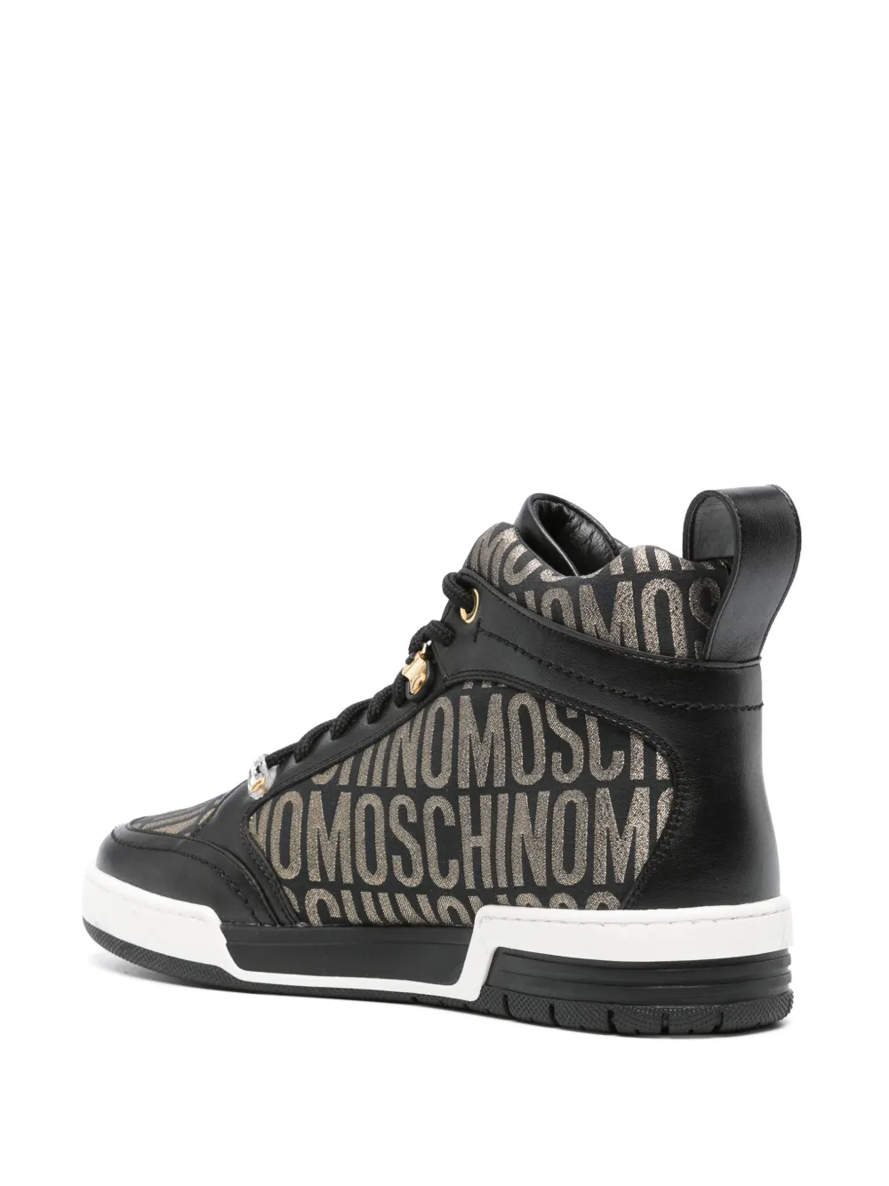 Moschino Jacquard-logo High-top Sneakers In Black | ModeSens