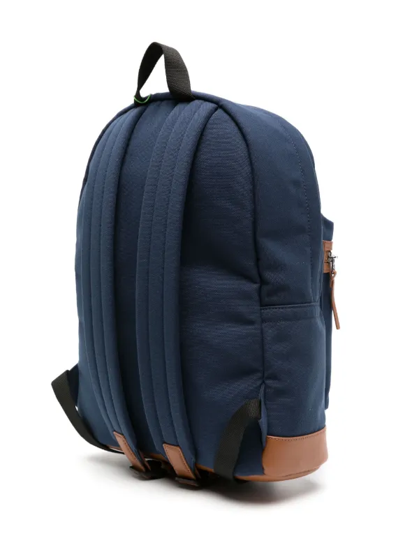 Kenzo Explore logo patch backpack men Cotton Polyester Calf Leather One Size Blue