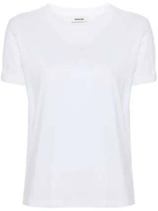 SANDRO logo-embroidered Cotton T-shirt | White | FARFETCH