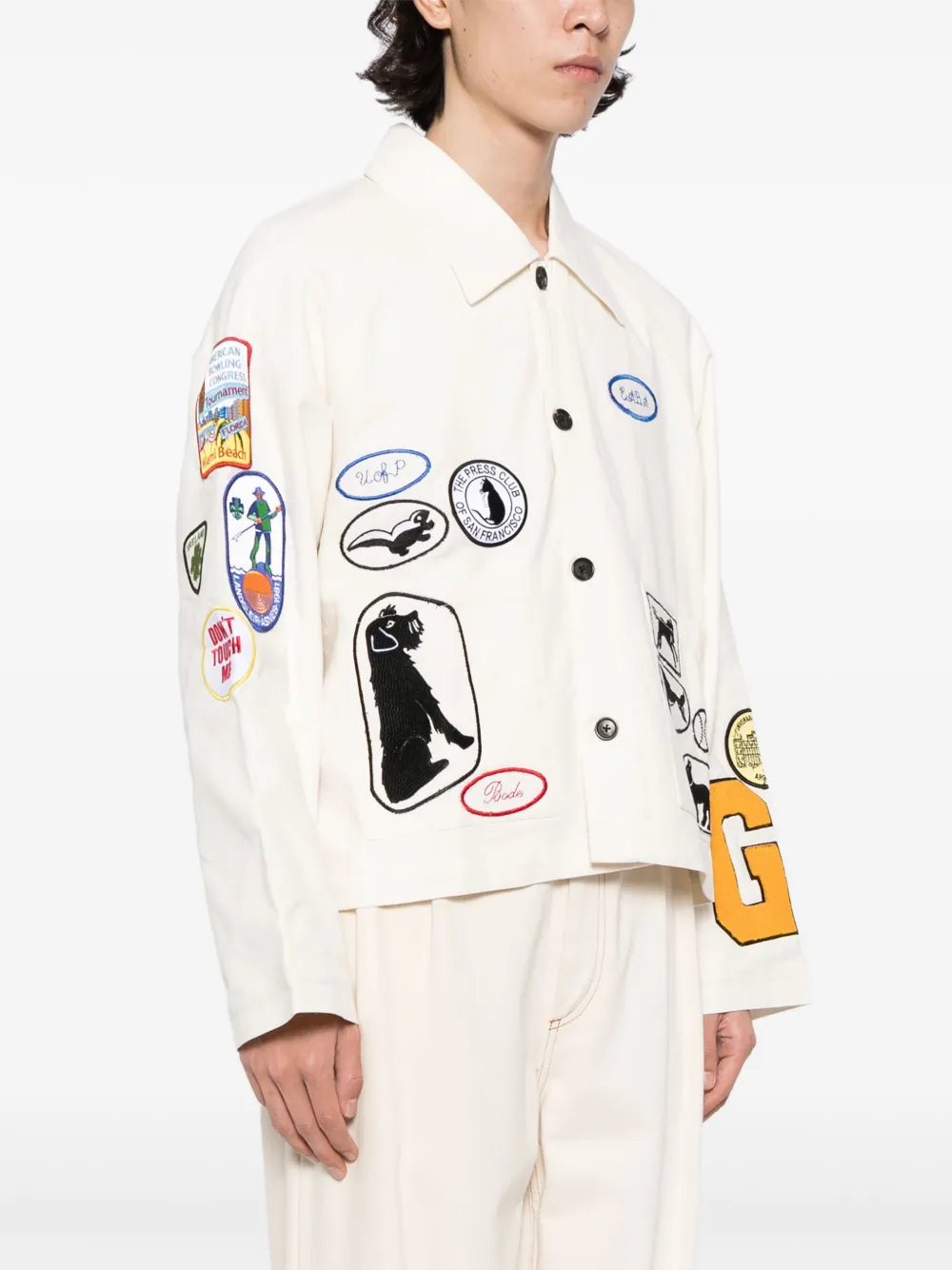 BODE multi-patch Cotton Shirt Jacket | White | FARFETCH