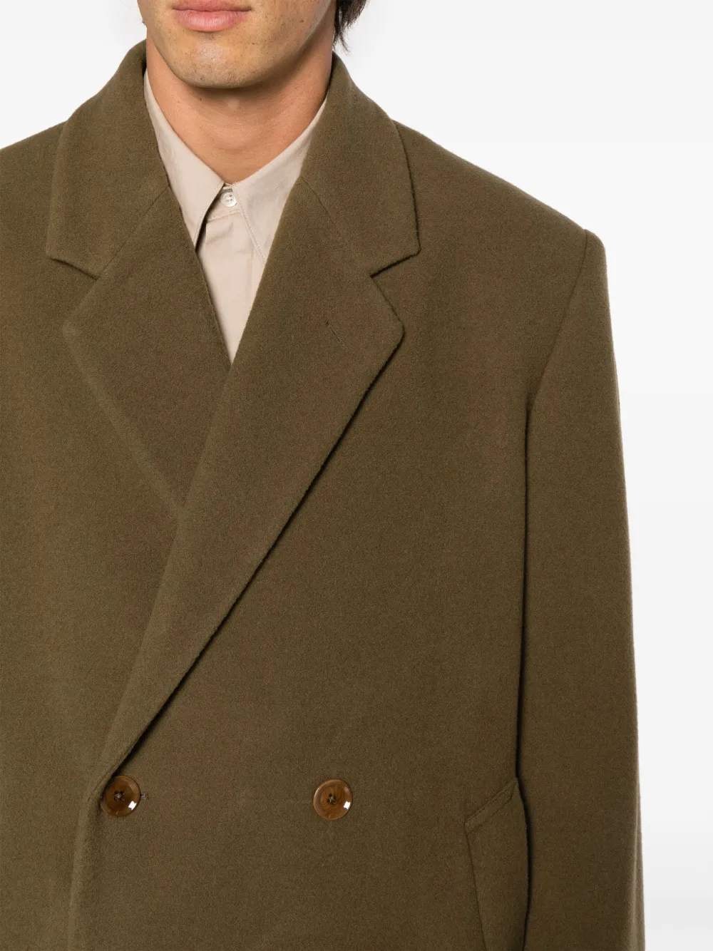 LEMAIRE double-breasted Wool Coat | Green | FARFETCH UK