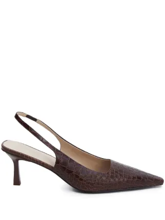 12 STOREEZ crocodile-embossed Leather Slingback Pumps | Brown | FARFETCH AO