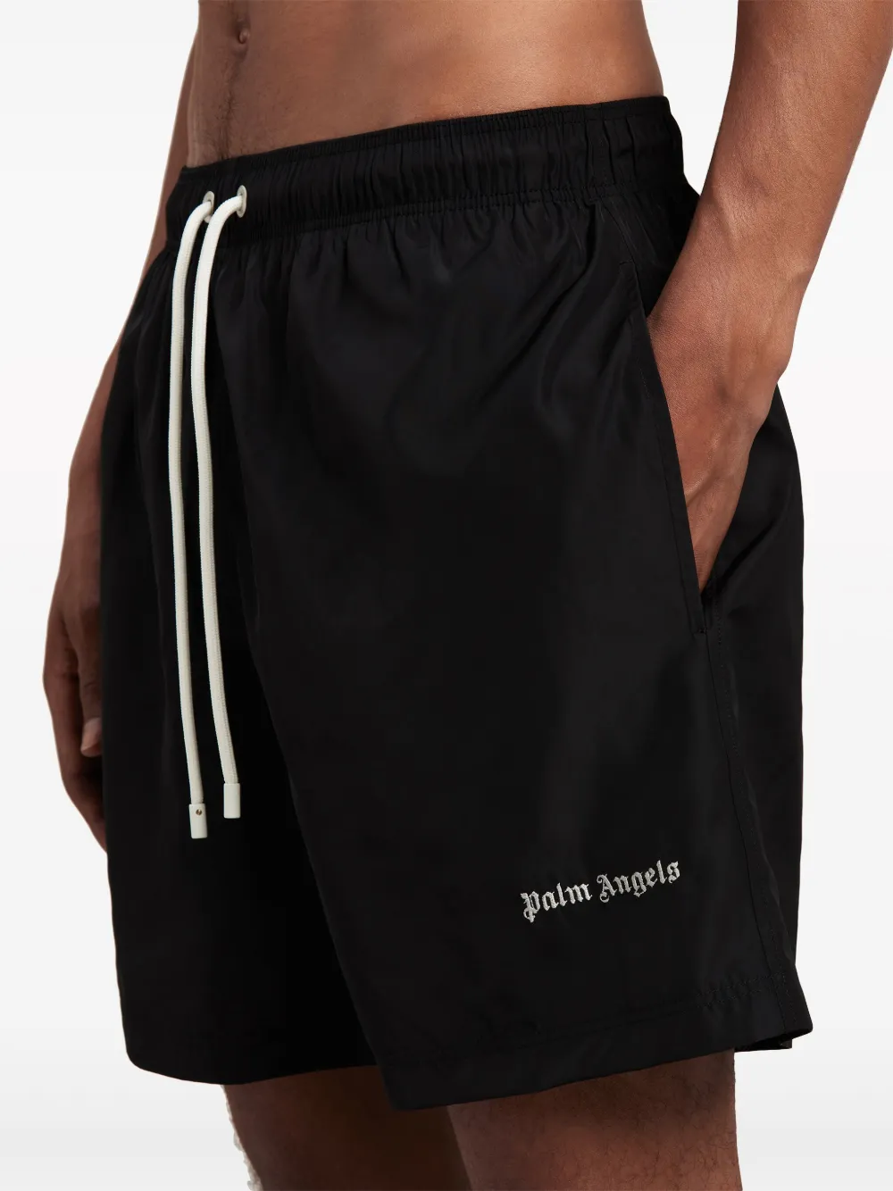 Palm Angels logo-embroidered Swim Shorts | Black | FARFETCH UK
