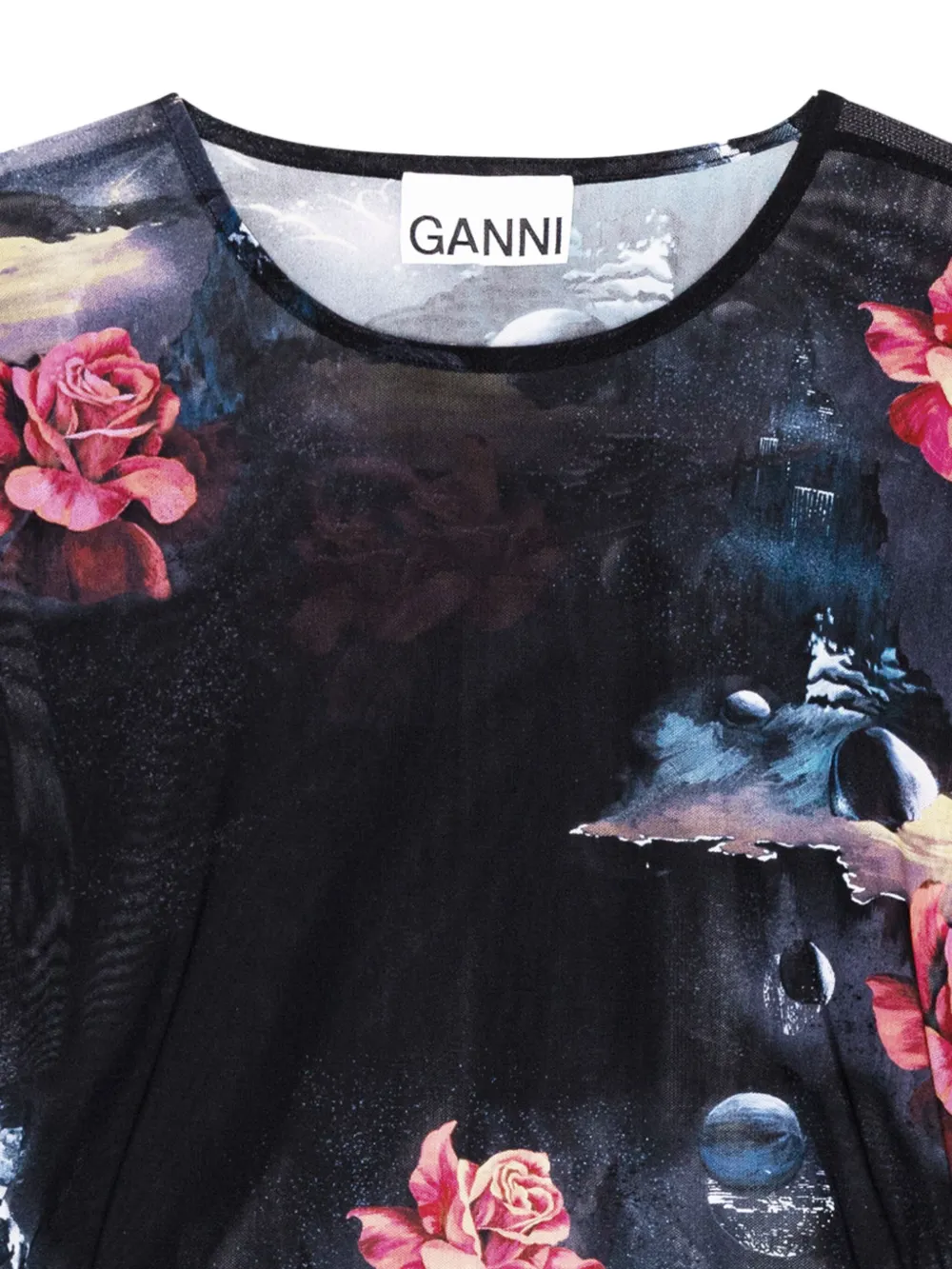 GANNI floral-print semi-sheer Top - Farfetch