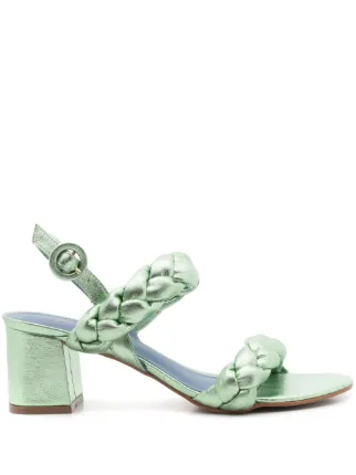 Blue Bird Shoes 65mm Metallic Braided Leather Sandals | Green | FARFETCH