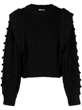FARM Rio Braided crew-neck Jumper | Black | FARFETCH