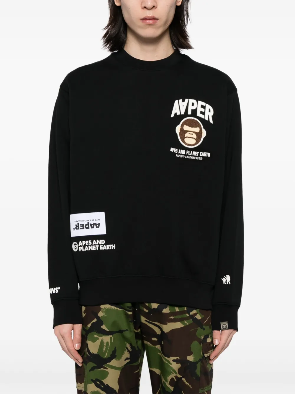 AAPE BY *A BATHING APE® logo-appliqué long-sleeve Sweatshirt | Black ...