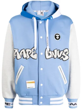 AAPE BY *A BATHING APE® logo-print Hooded Bomber Jacket | Blue | FARFETCH