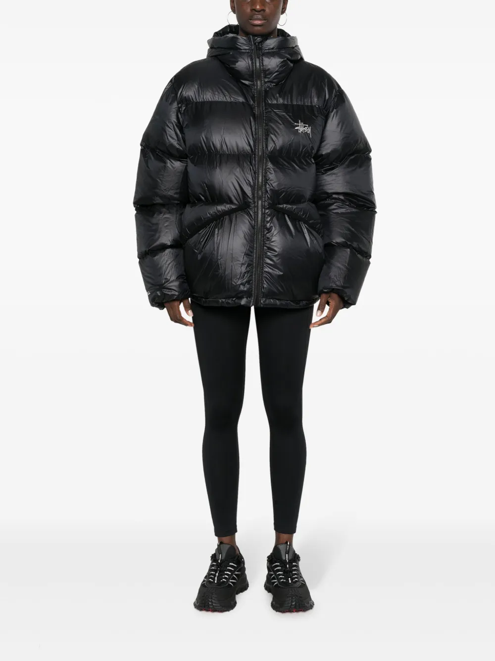 Stüssy logo-embroidered Puffer Jacket | Black | FARFETCH