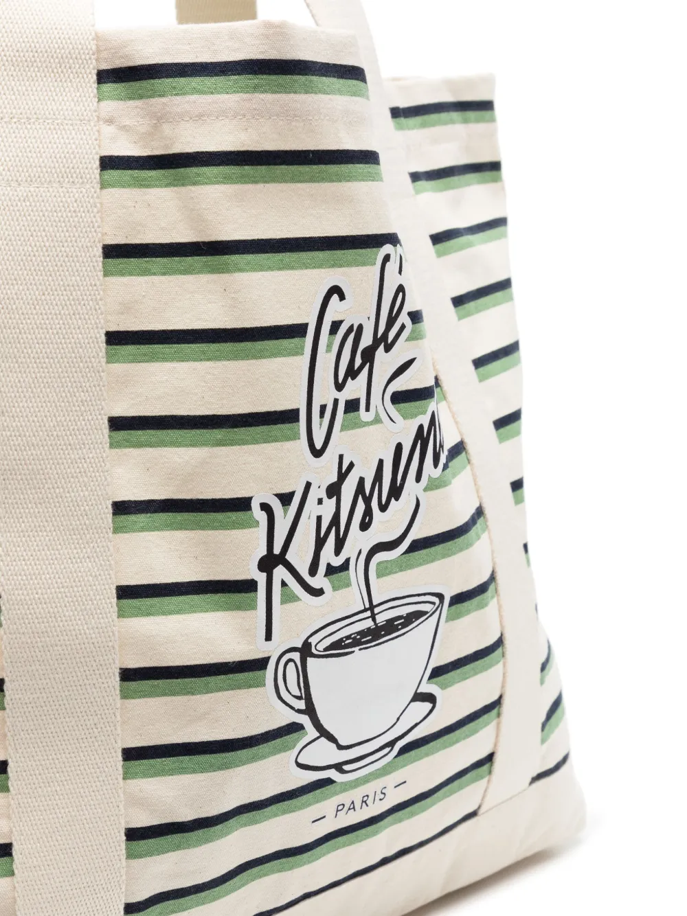CAFÉ KITSUNÉ Coffee Cup-print Striped Tote Bag | Multicolour | FARFETCH UK