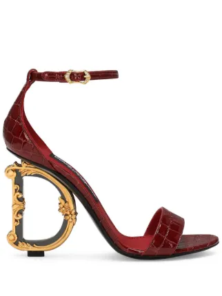 Dolce & Gabbana Baroque DG-heel Leather Sandals | Red | FARFETCH