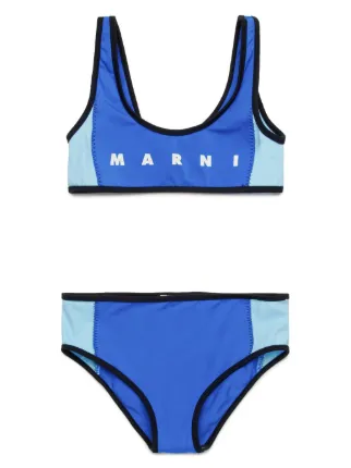 Marni Kids logo-print Bikini | Blue | FARFETCH