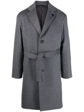 Lardini logo-appliqué Belted Wool Coat | Grey | FARFETCH HK
