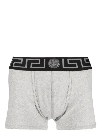 Versace Greca-pattern Cotton Boxer Briefs | Grey | FARFETCH