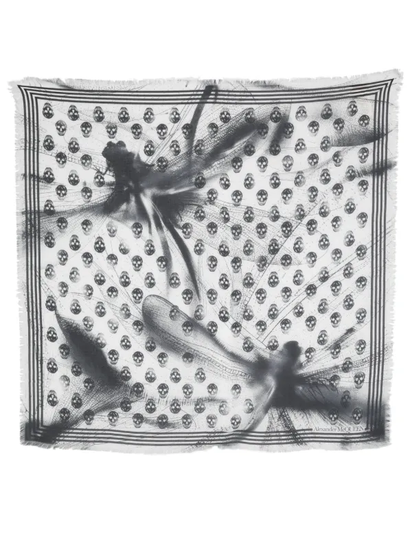 Alexander McQueen Dragonfly Biker skull print Scarf Black FARFETCH PL