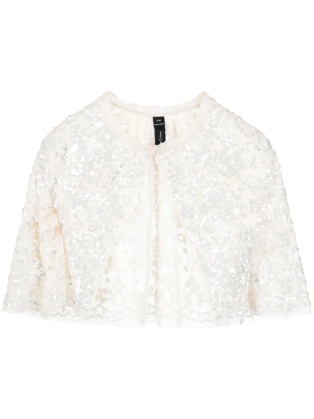 Needle & Thread Sequinned Short Cape In Neutrals | ModeSens