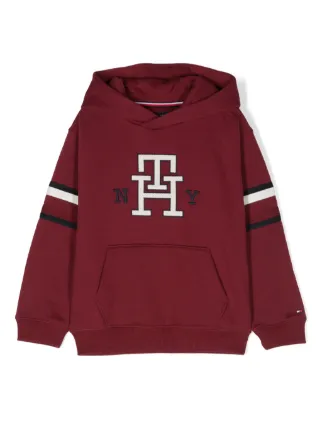 Tommy Hilfiger Junior Bestickter Hoodie Mit Tiefen Schultern Rot FARFETCH DE