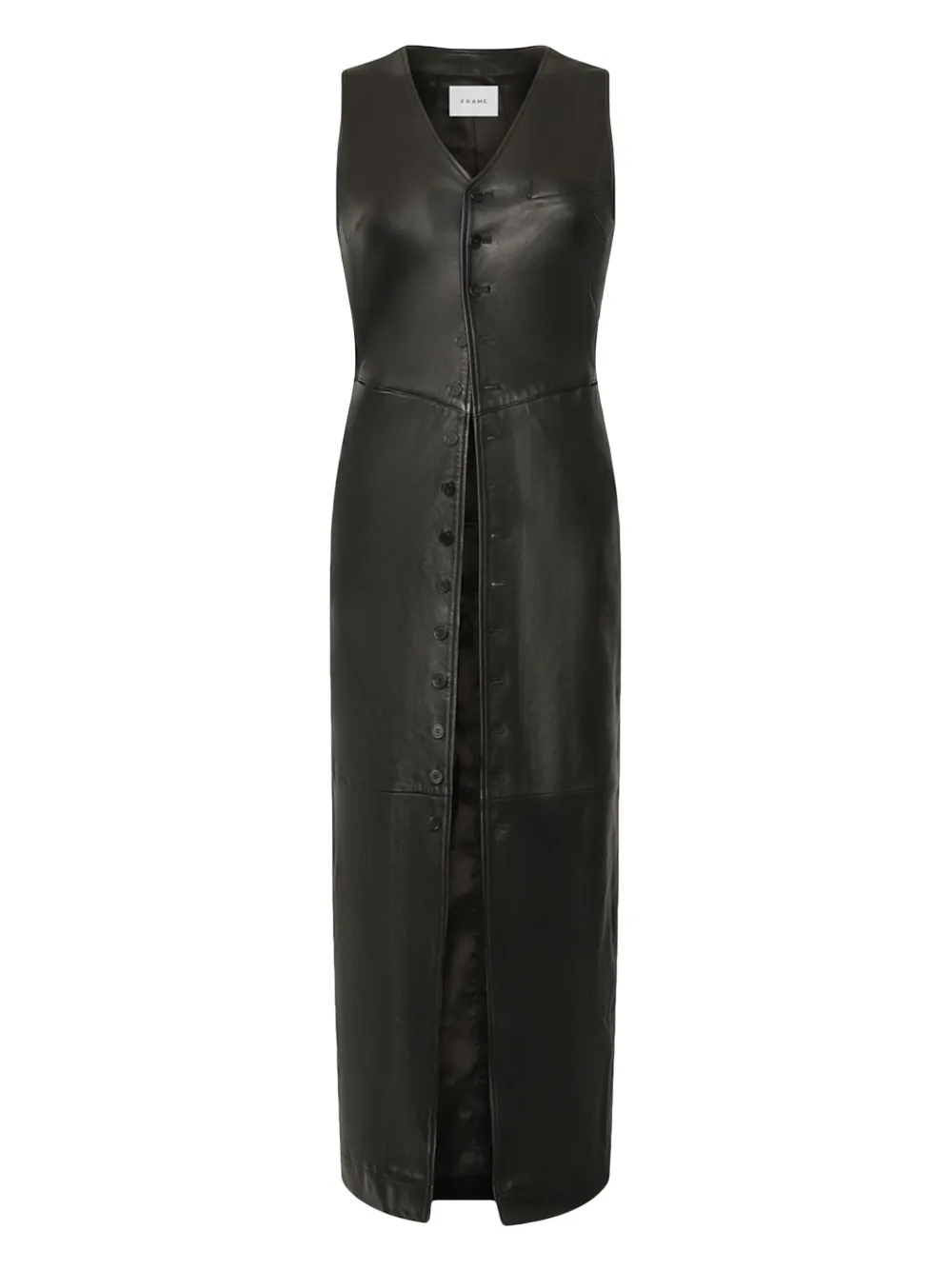 FRAME button-down Leather Midi Dress - Farfetch