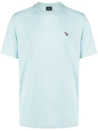 PS Paul Smith logo-embroidered Cotton T-shirt | Blue | FARFETCH