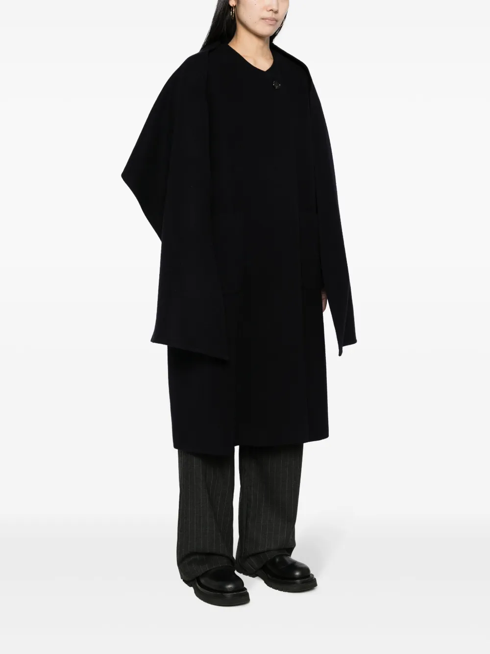 STUDIO TOMBOY scarf-detail Hooded Long Coat | Blue | FARFETCH