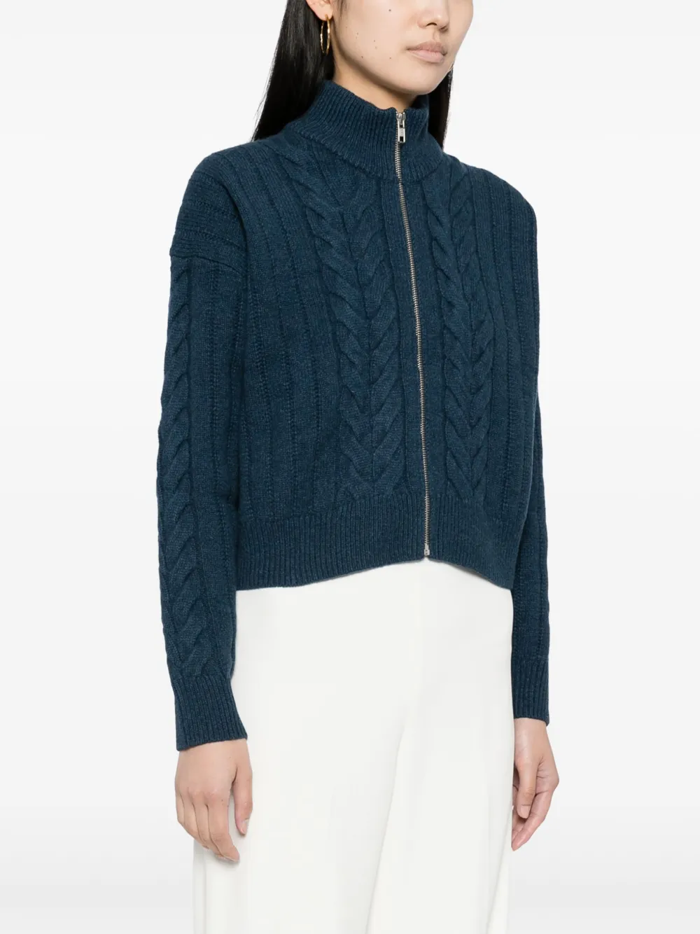 STUDIO TOMBOY cable-knit zip-up Cardigan | Blue | FARFETCH