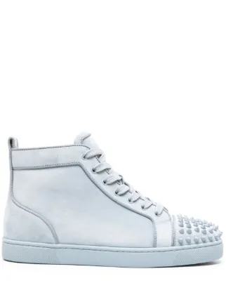 Christian Louboutin Lou Spikes Orlato Suede Sneakers | Blue | FARFETCH UK