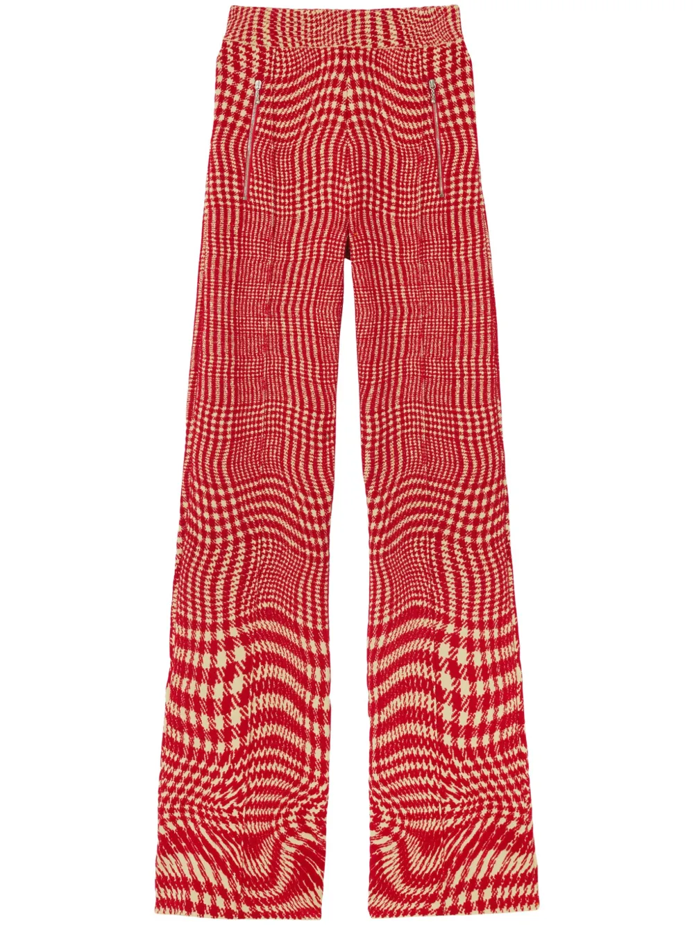 Burberry Warped houndstooth-pattern Flared Trousers - Farfetch