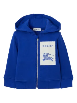 Burberry Kids EKD logo patch Cotton Hoodie Blue FARFETCH GE