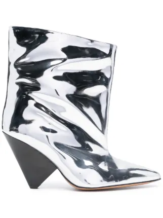 ISABEL MARANT Miyako 90mm Leather Boots | Silver | FARFETCH