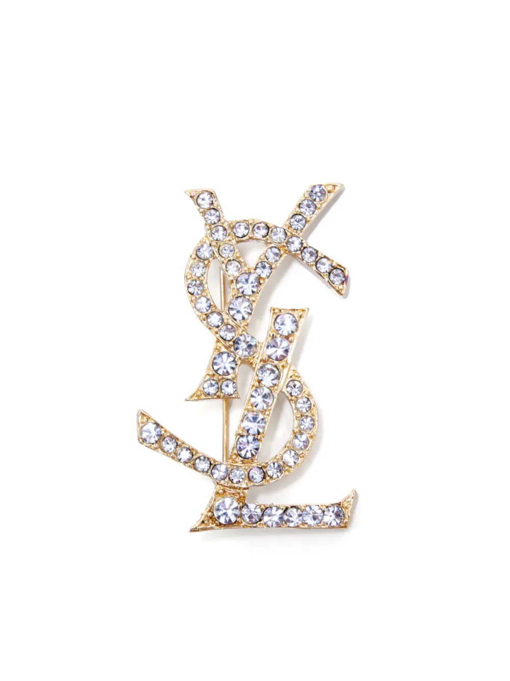 Saint Laurent YSL crystal-embellished Brooch - Farfetch