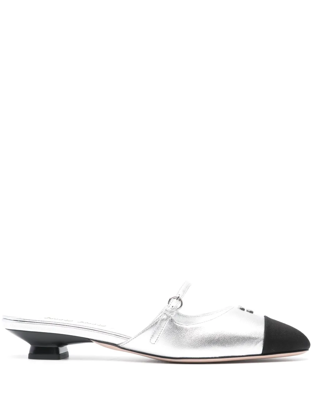 Miu Miu Mordoré logo-plaque Mules | Silver | FARFETCH AO