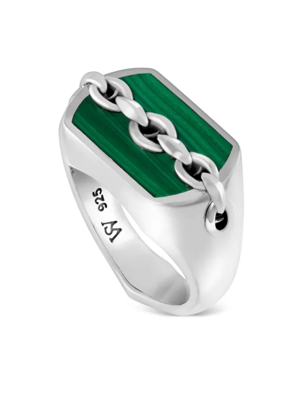 Stephen Webster Inline Signet logo engraved Ring Green FARFETCH BN
