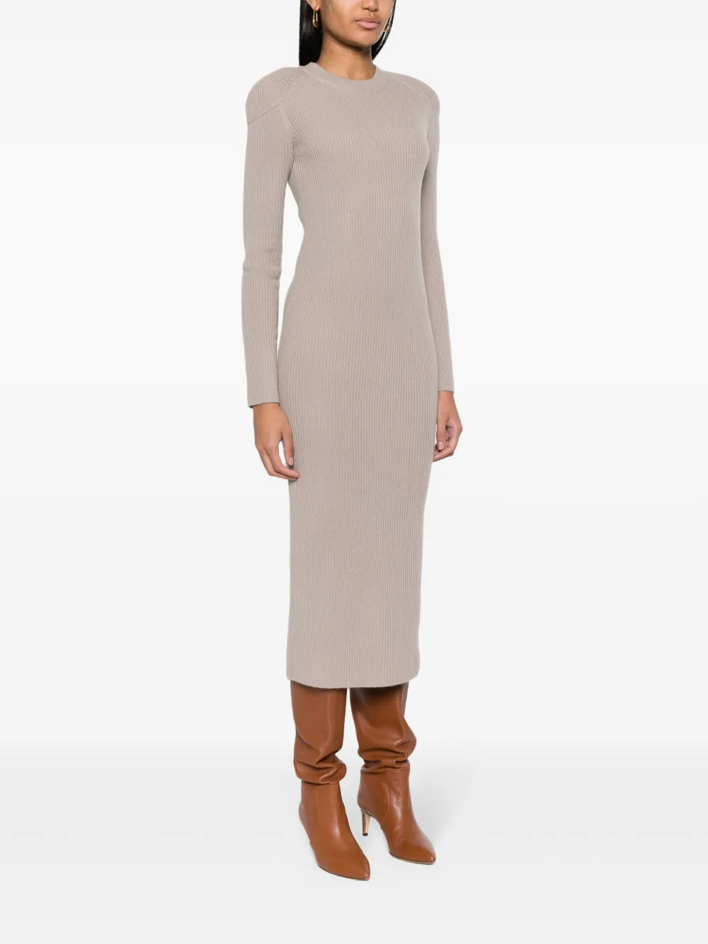 IRO crew-neck Ribbed Midi Dress | Neutrals | FARFETCH