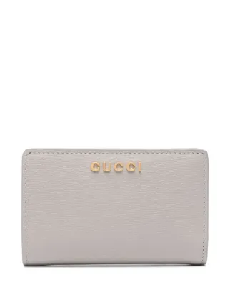 Gucci logo-lettering Leather Wallet | Grey | FARFETCH