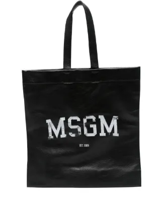 MSGM logo-print Tote Bag | Black | FARFETCH UK