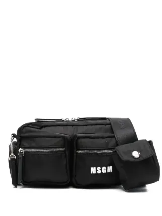 MSGM logo-print Messenger Bag | Black | FARFETCH