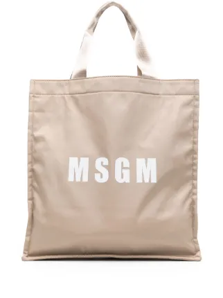 MSGM logo-print Tote Bag | Neutrals | FARFETCH