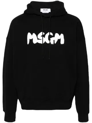 MSGM logo-print Cotton Hoodie | Black | FARFETCH
