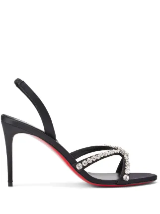Christian Louboutin crystal-embellished Leather Sandals | Black | FARFETCH