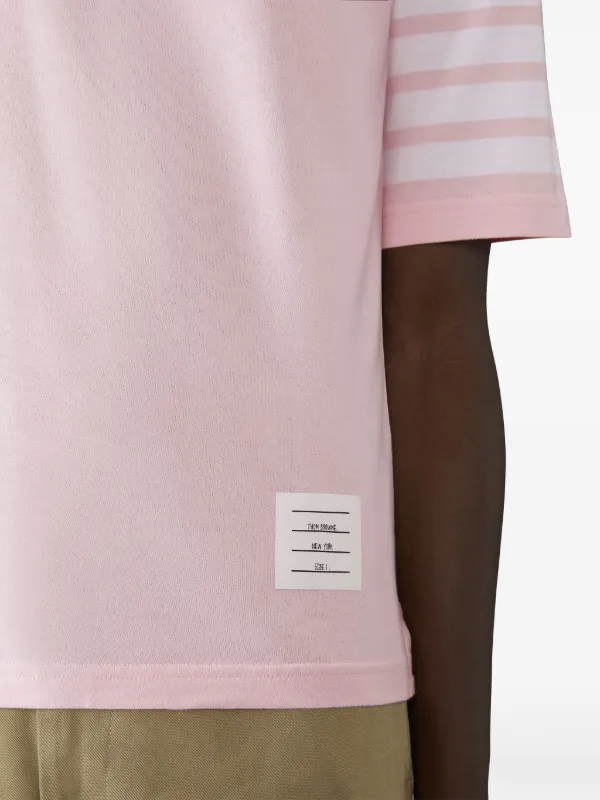 Thom Browne three-stripe T-shirt | Pink | FARFETCH Thom Browne three-stripe T-shirt | Pink | FARFETCH