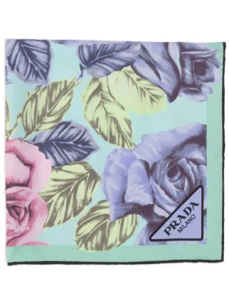 Prada floral-print Silk Scarf | Green | FARFETCH