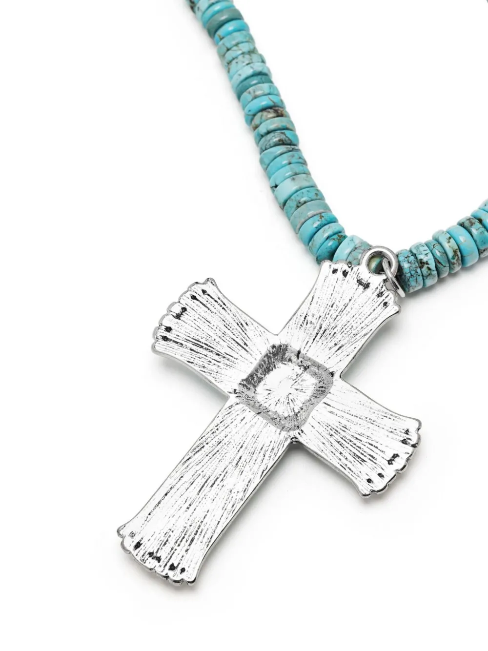 Nialaya Jewelry Collar De Cuentas Con Dije De Cruz y Turquesa | Azul ...
