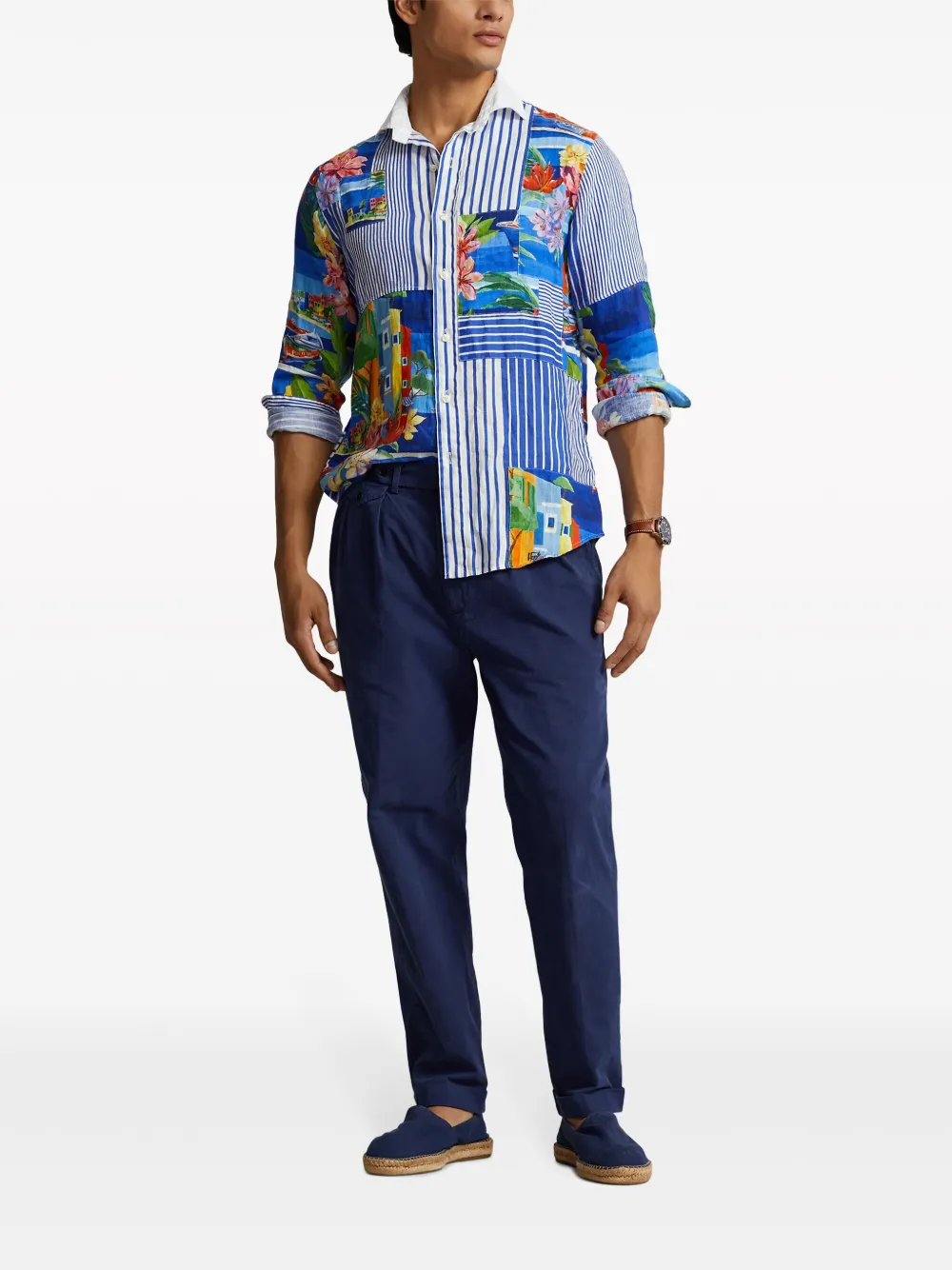 Polo Ralph Lauren Patchwork Striped Linen Shirt - Farfetch