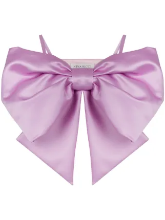 Nina Ricci bow-detail satin-finish Crop Top | Pink | FARFETCH