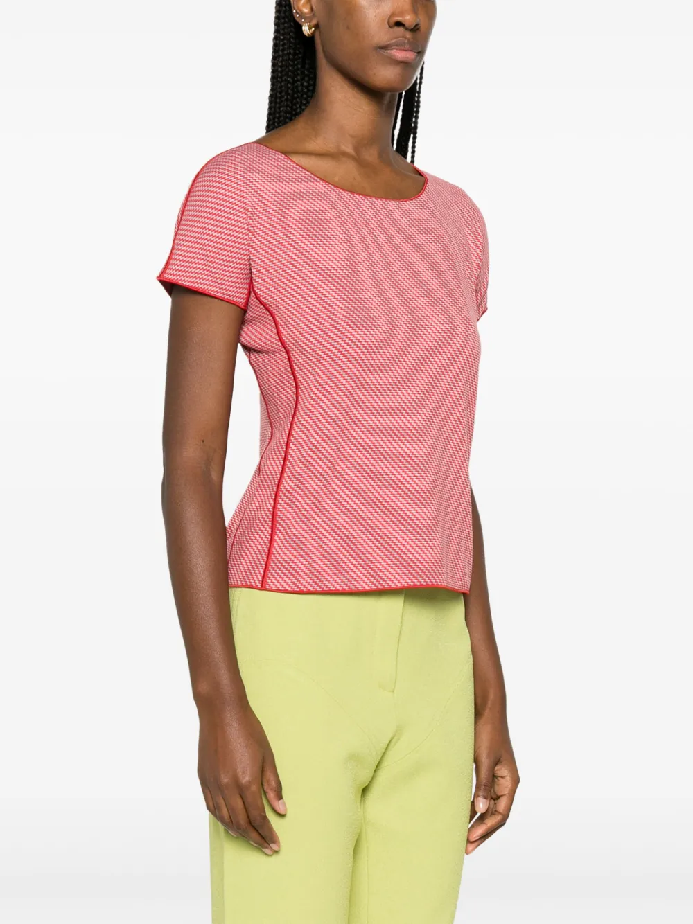 Emporio Armani geometric-pattern T-shirt | Red | FARFETCH