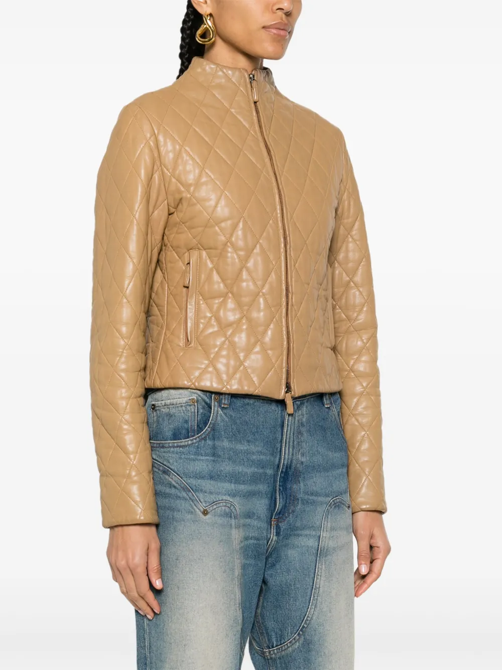Burberry Pre-Owned 2000s diamond-quilted Leather Jacket | Brown | FARFETCH