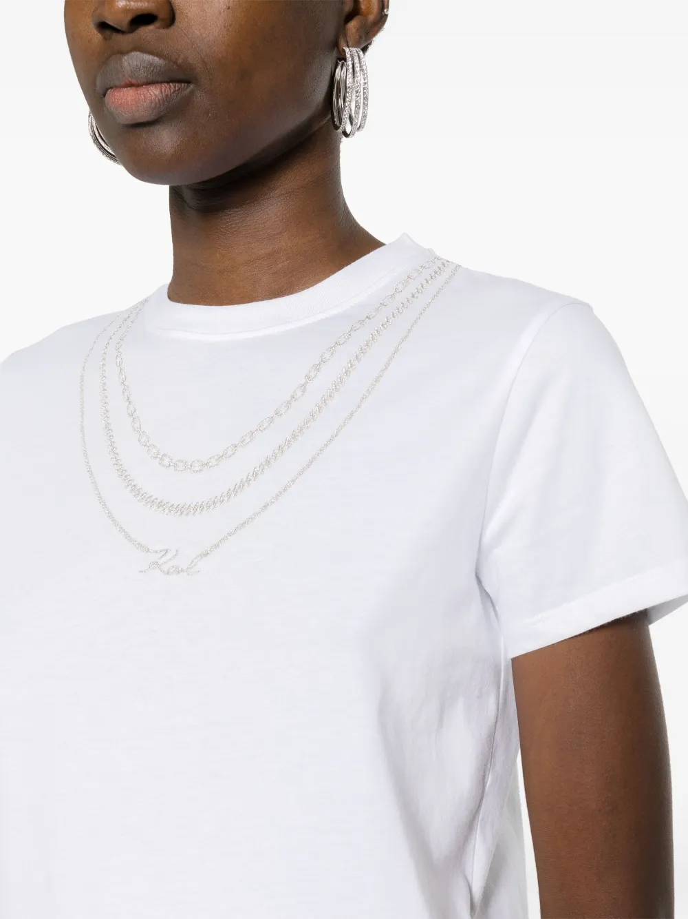 Karl Lagerfeld Karl Signature Necklace T-shirt | White | FARFETCH