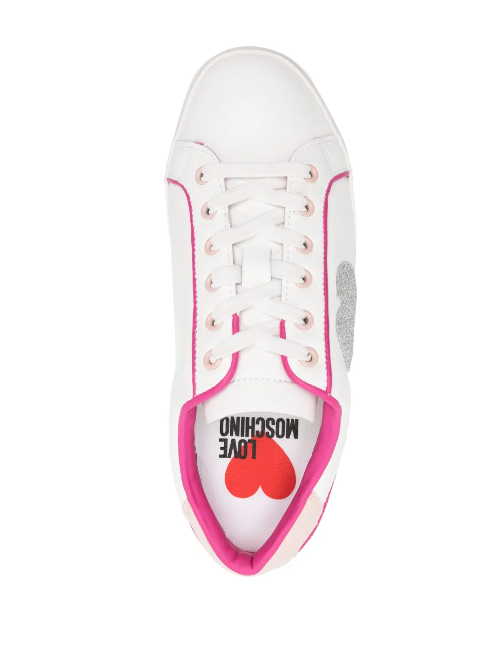 Love Moschino heart-patch Leather Sneakers | White | FARFETCH